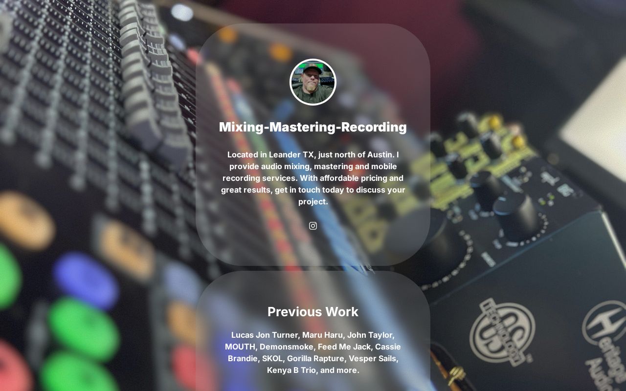 Nick Masson Mixing and Mastering